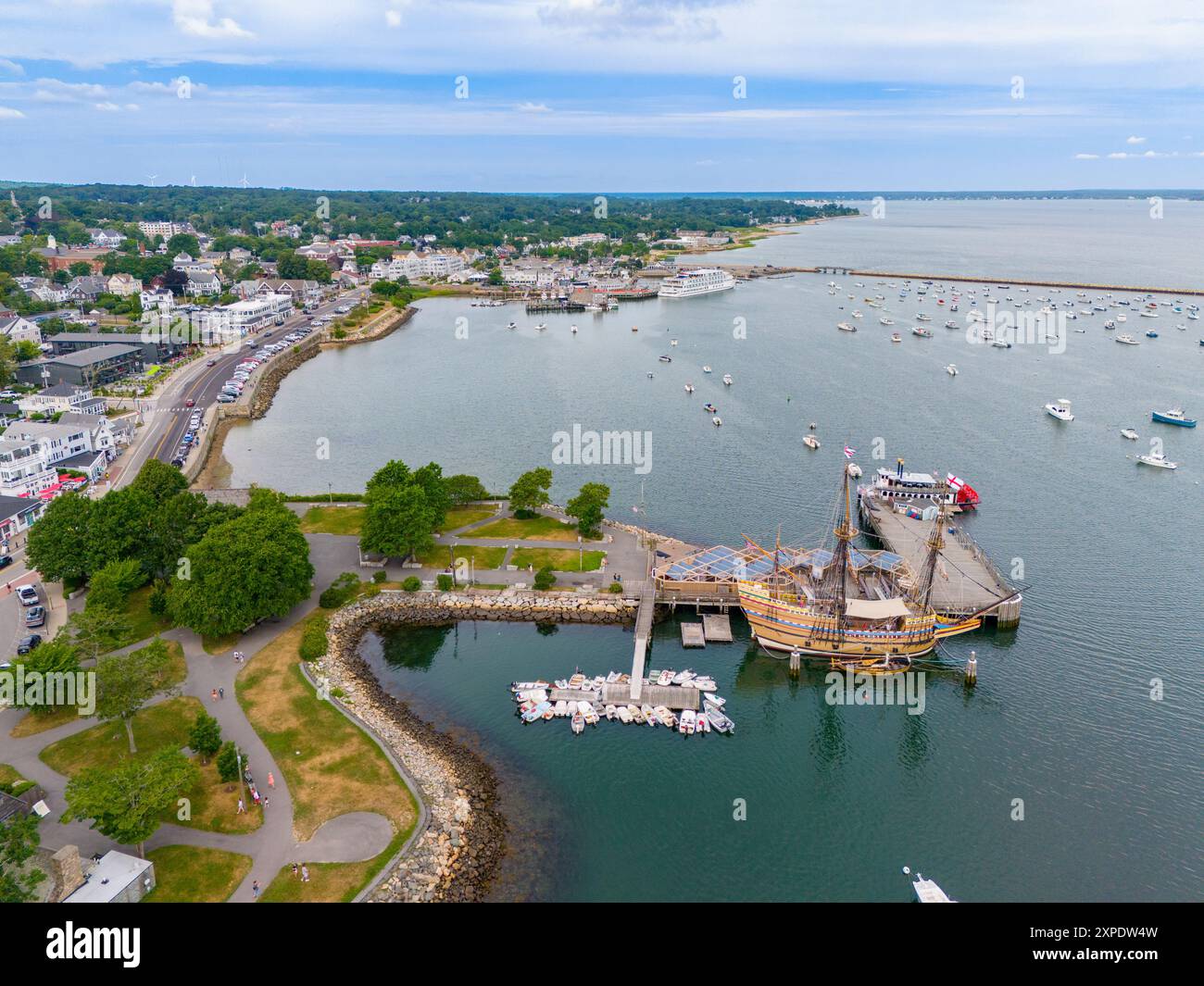 Plymouth, MA, USA - July 18, 2024: Aerial photo of the Mayflower II ...