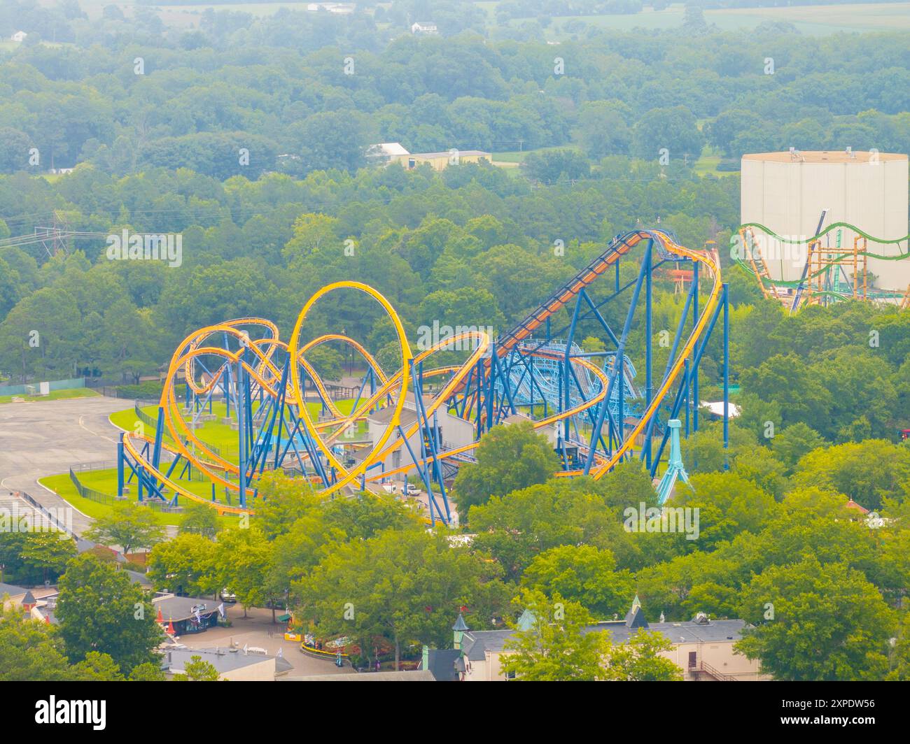 Doswell, VA, USA - July 18, 2024: Aerial photo Kings Dominion Theme and ...
