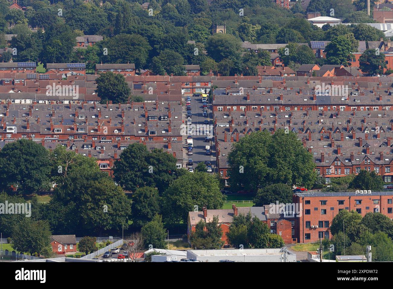 A view of Harehills taken from the rooftop of a tall building in Leeds ...