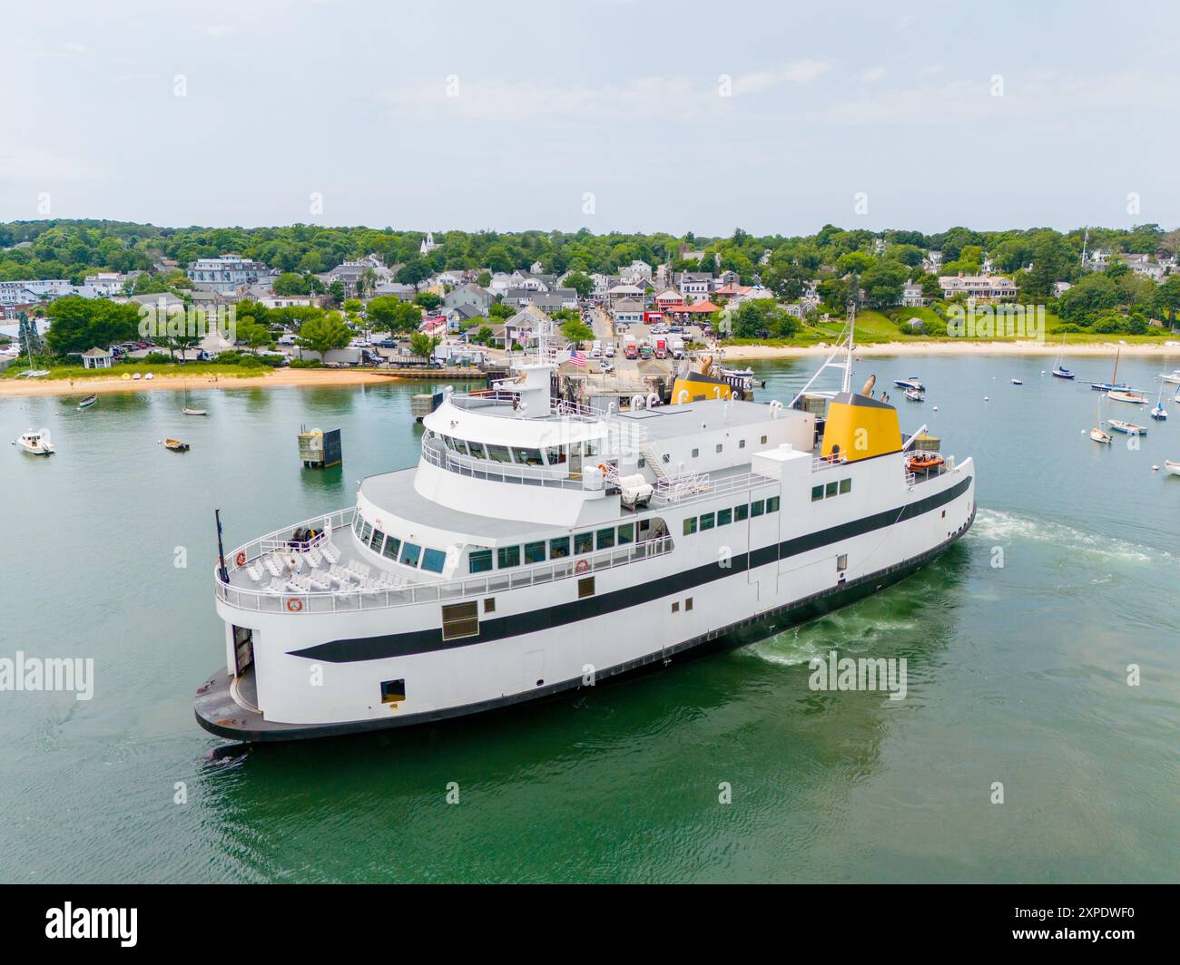 Aerial photo Vineyard Haven on Marthas Vineyard 2024. Ferry at Woods ...