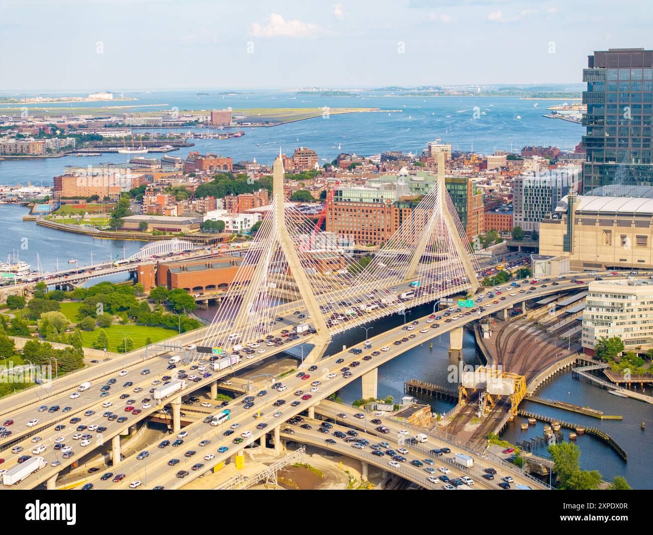 Boston stock photo 2024. Aerial view of rivers, bridges, office ...