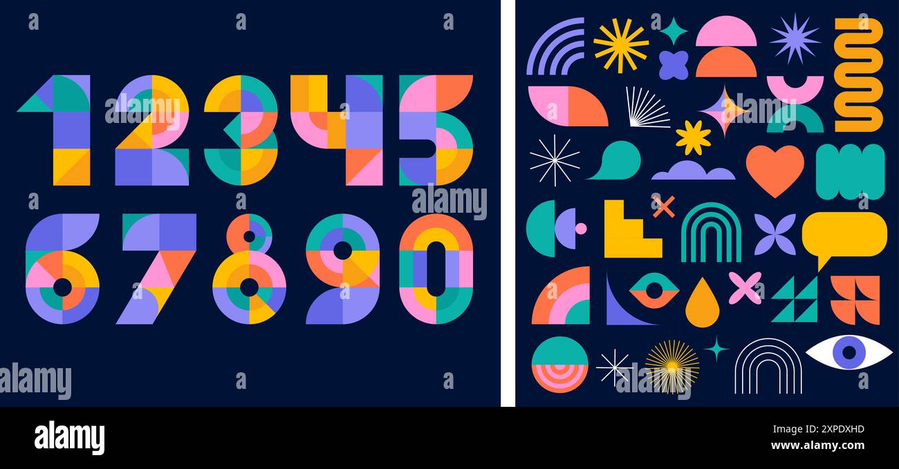 Anniversary concept design. Modern geometric style. Fireworks and ...