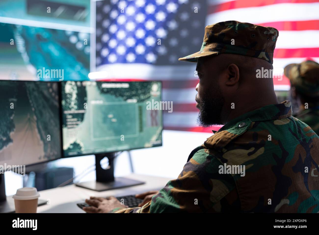 United States army soldier presenting his salute in government ...