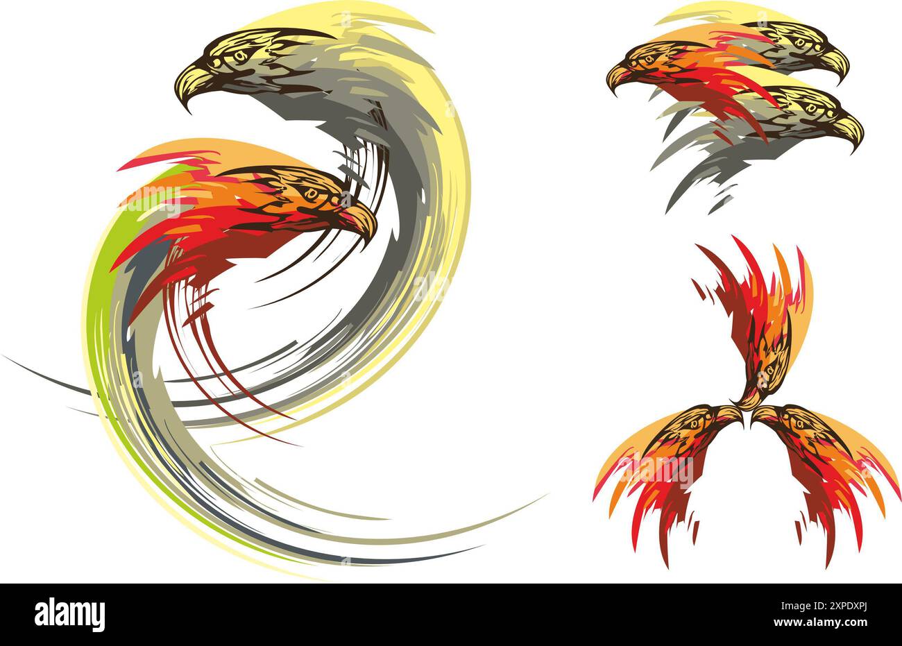 Colored eagle symbos on white for your design. Double and triple ...