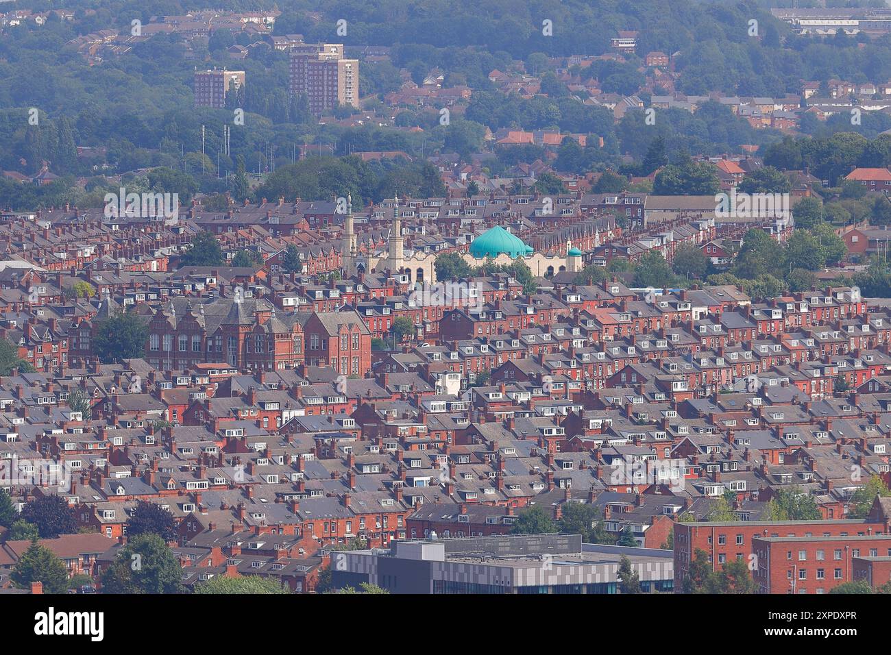 A view of Harehills taken from the rooftop of a tall building in Leeds ...