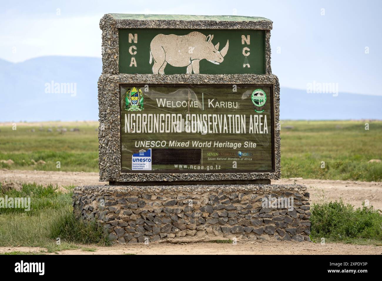 Entrance view to Ngorongoro Conservation Area, Ndutu Plains,Serengeti ...
