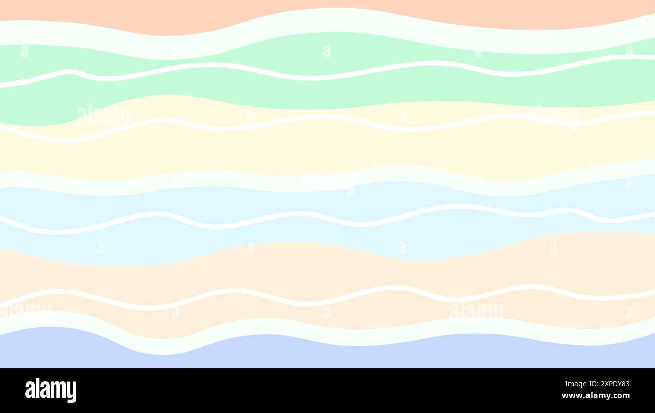 Wavy horizontal stripes background in hand drawn style. Pastel colors ...