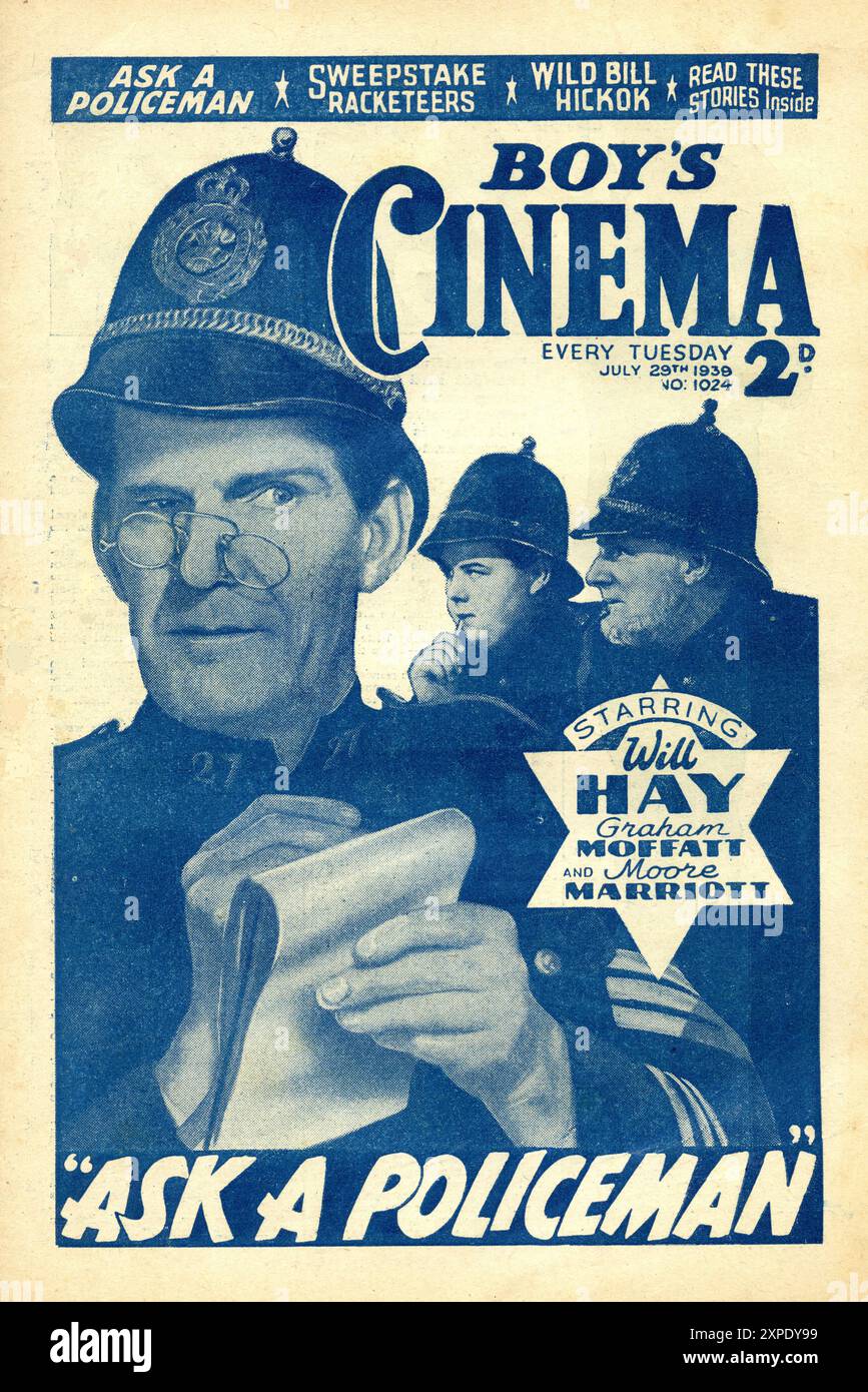 Cover of Boy's Cinema Magazine from July 29th 1939 featuring WILL HAY ...