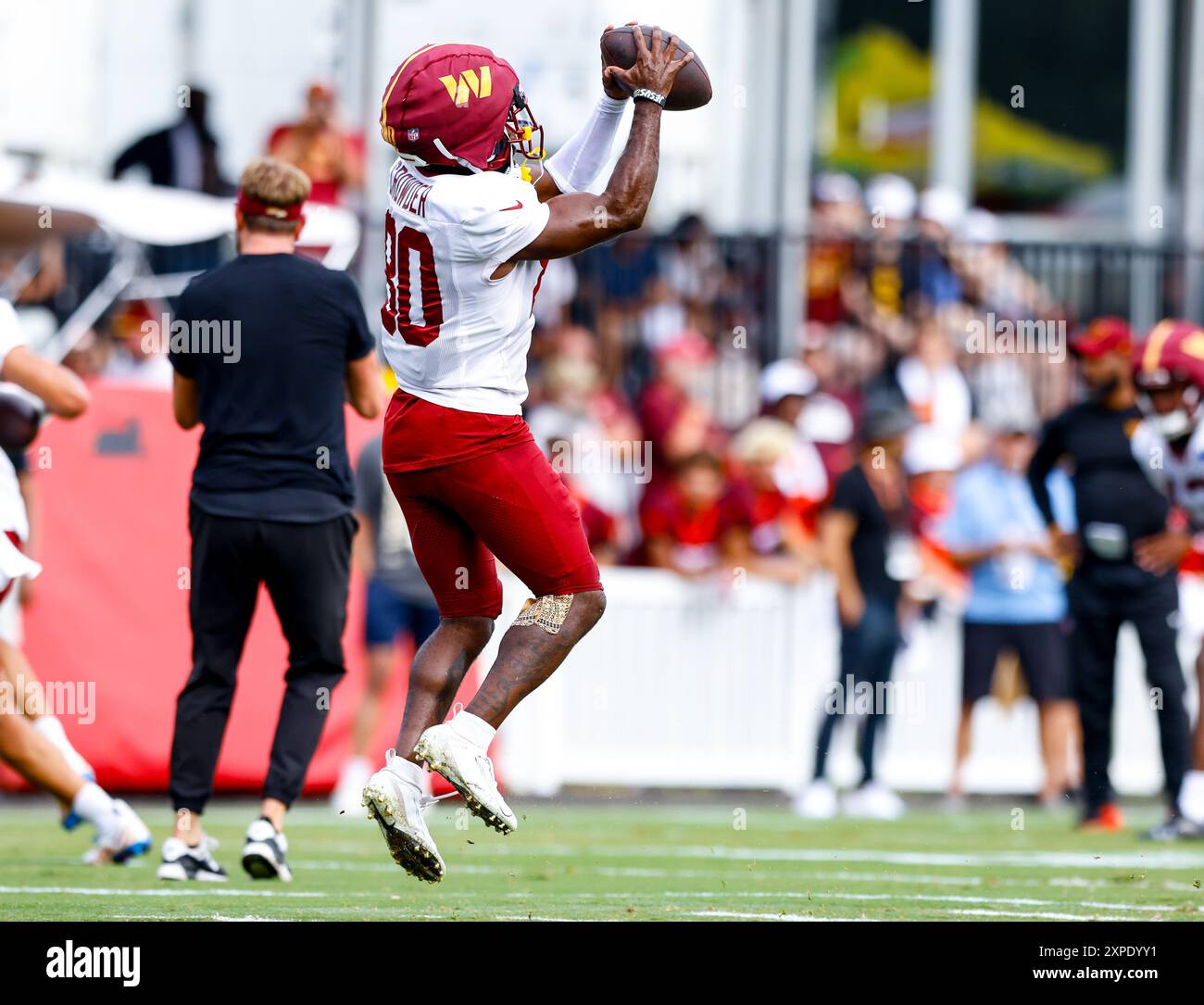 Washington Commanders wide receiver Jamison Crowder (80) leaps and ...