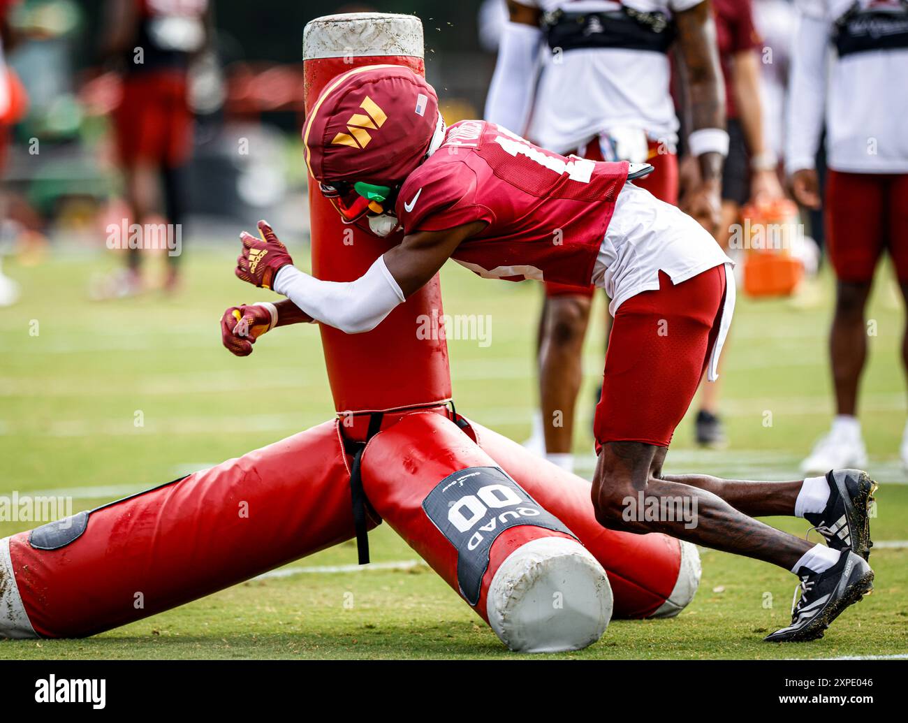Washington Commanders corner back Emmanuel Forbes Jr (13) participating ...