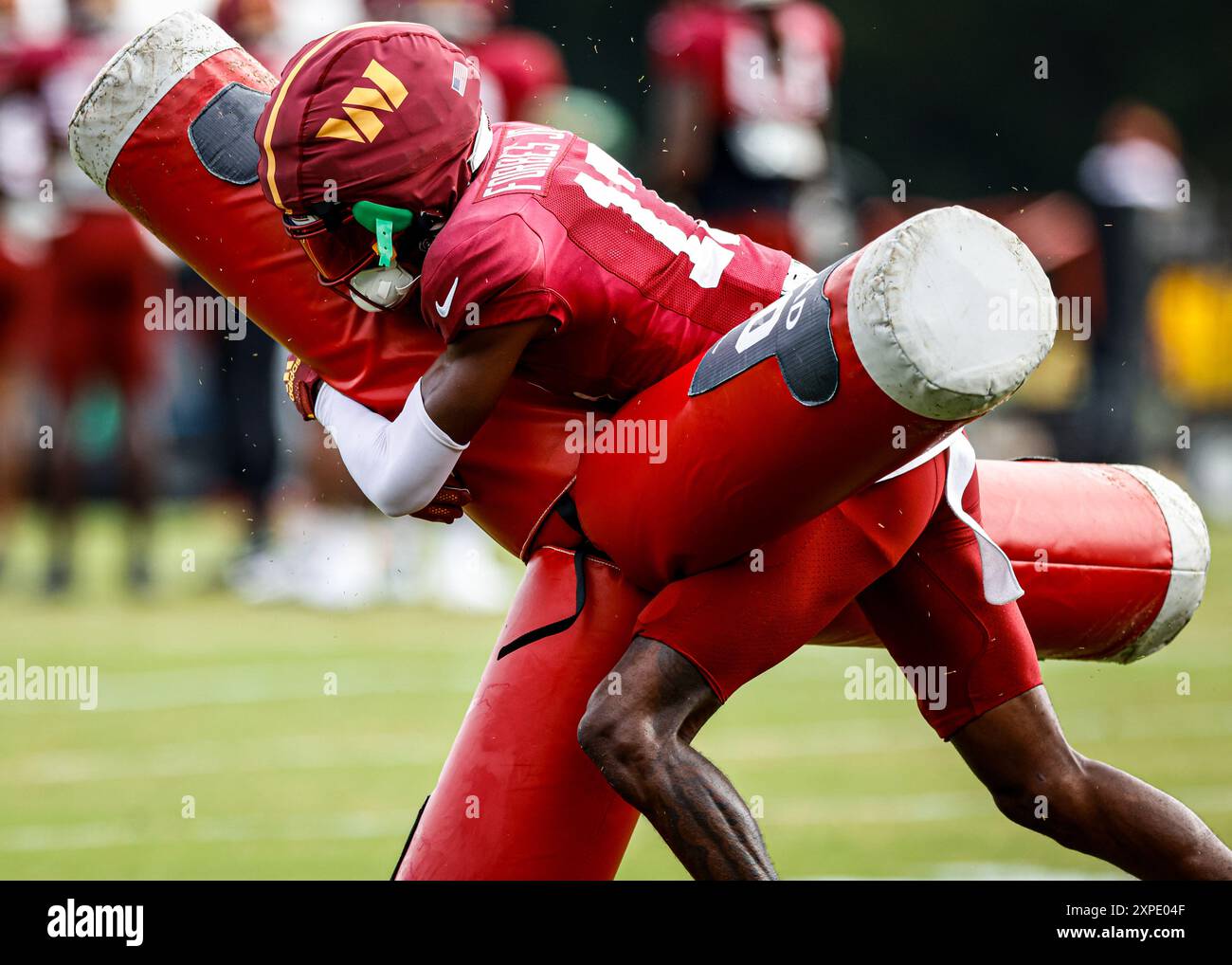 Washington Commanders corner back Emmanuel Forbes Jr (13) participating ...