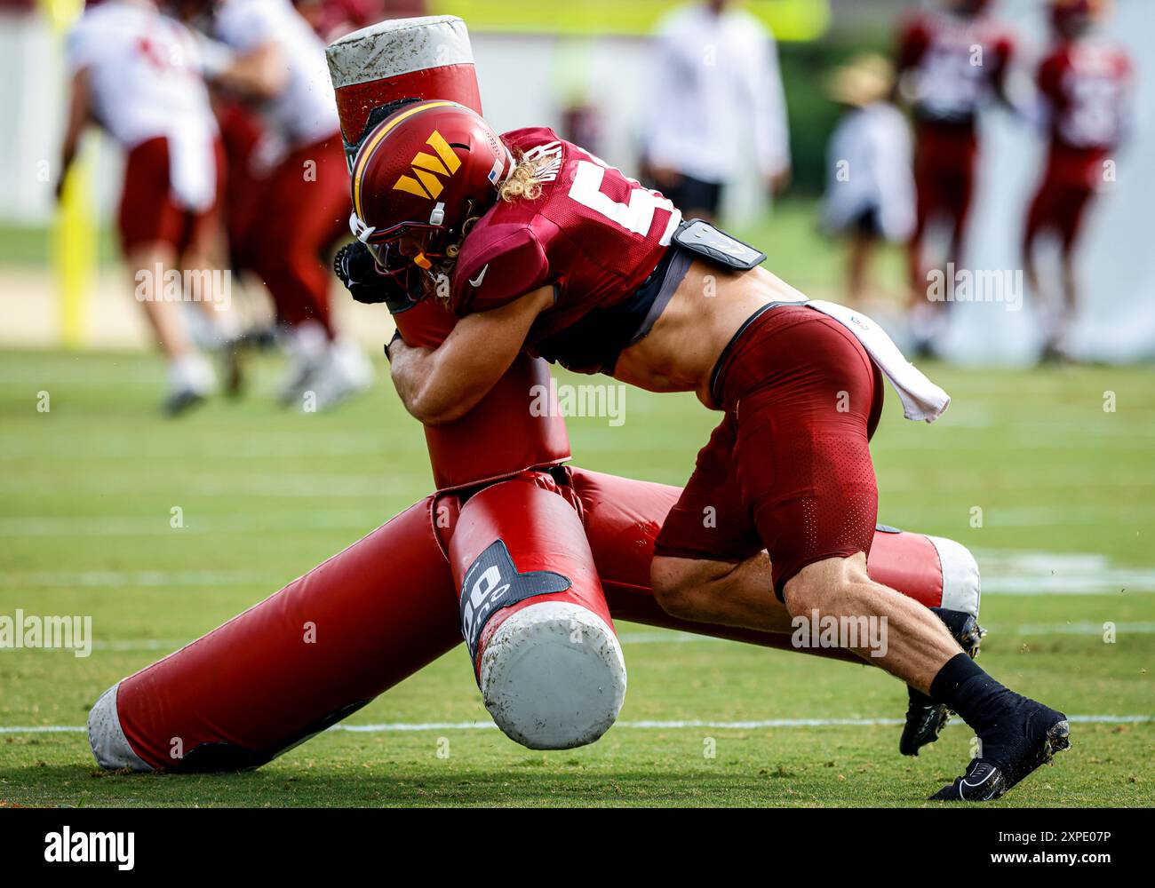Washington Commanders linebacker Bo Bauer (51) participating in ...