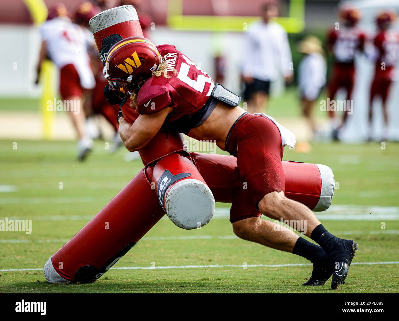 Washington Commanders linebacker Bo Bauer (51) participating in ...