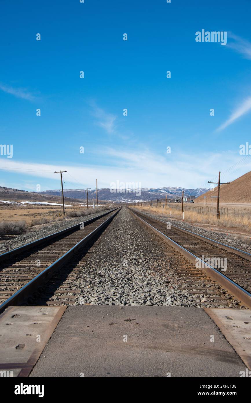Scenery off of Highway 6 Utah, showing railway track Stock Photo - Alamy
