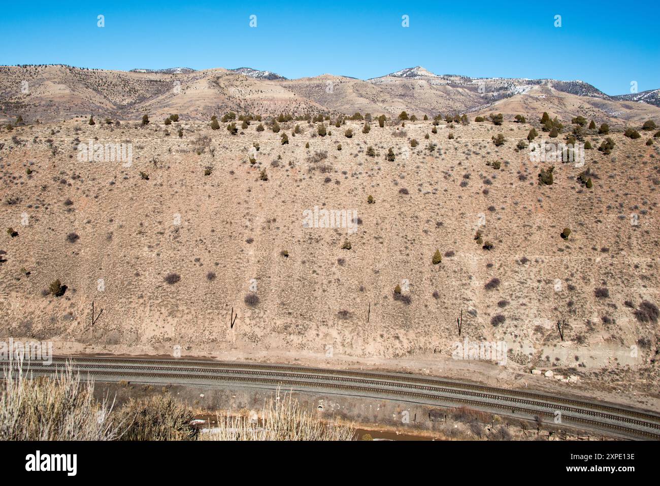 Scenery off of Highway 6 Utah, showing railway track Stock Photo - Alamy