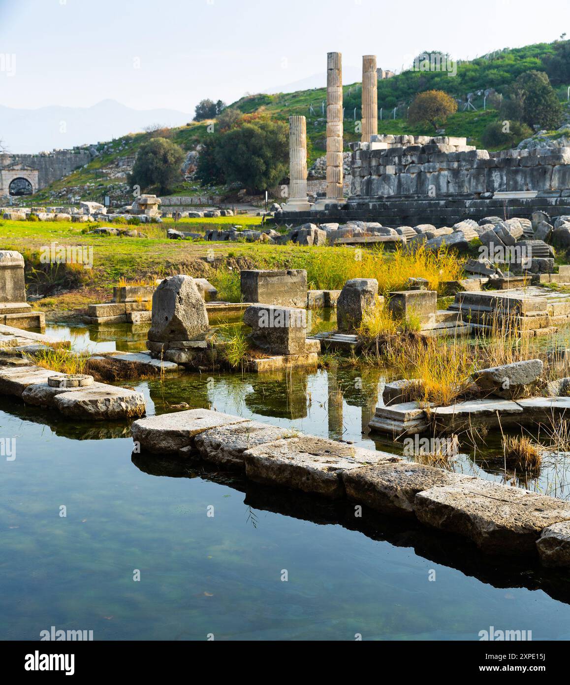 Ruined Temples of Leto, Apollo and Artemis near lake in Letoon, Turkey ...