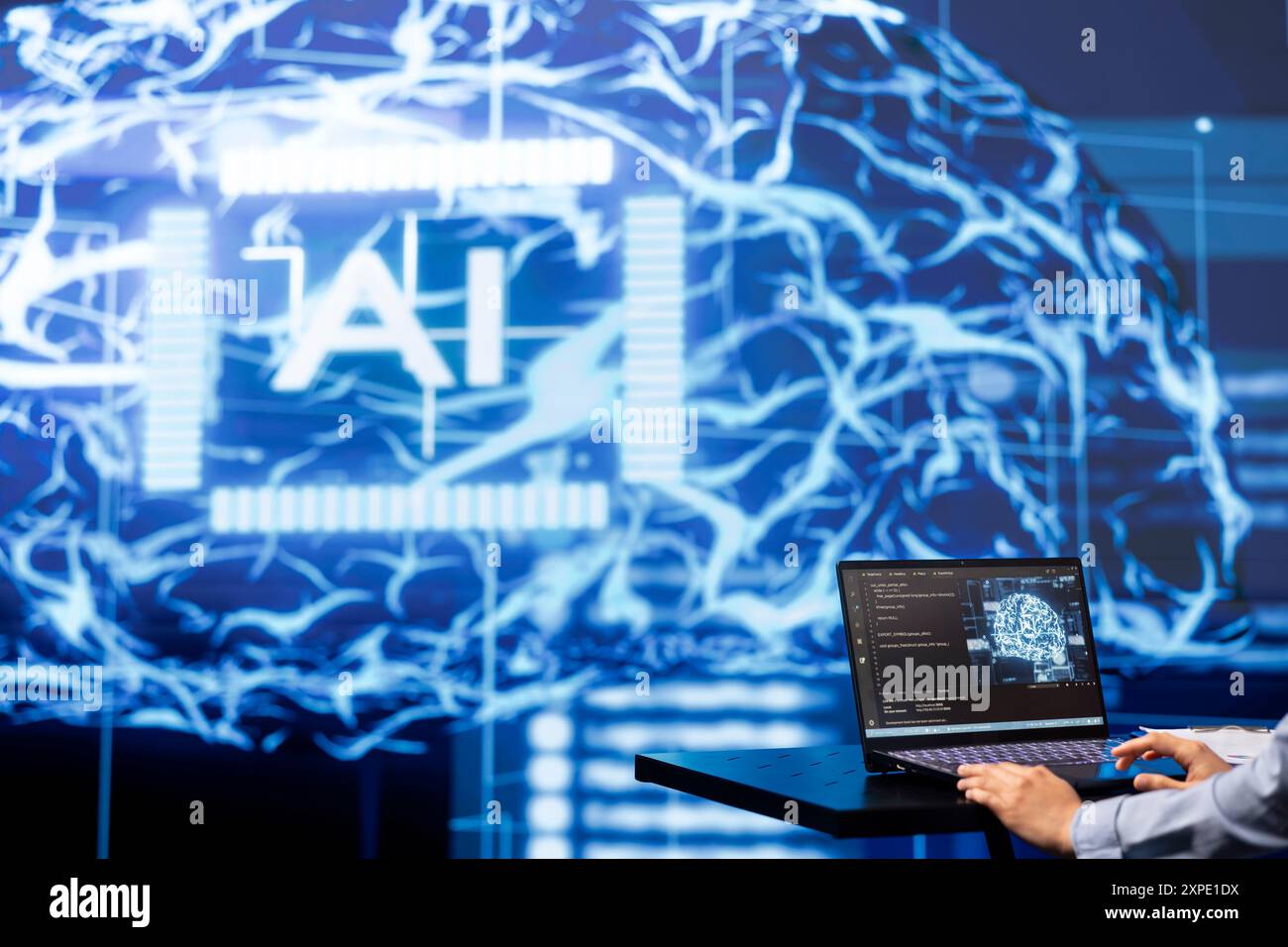 AI specialist working in modern lab, emphasizing importance of data driven decision making in ...