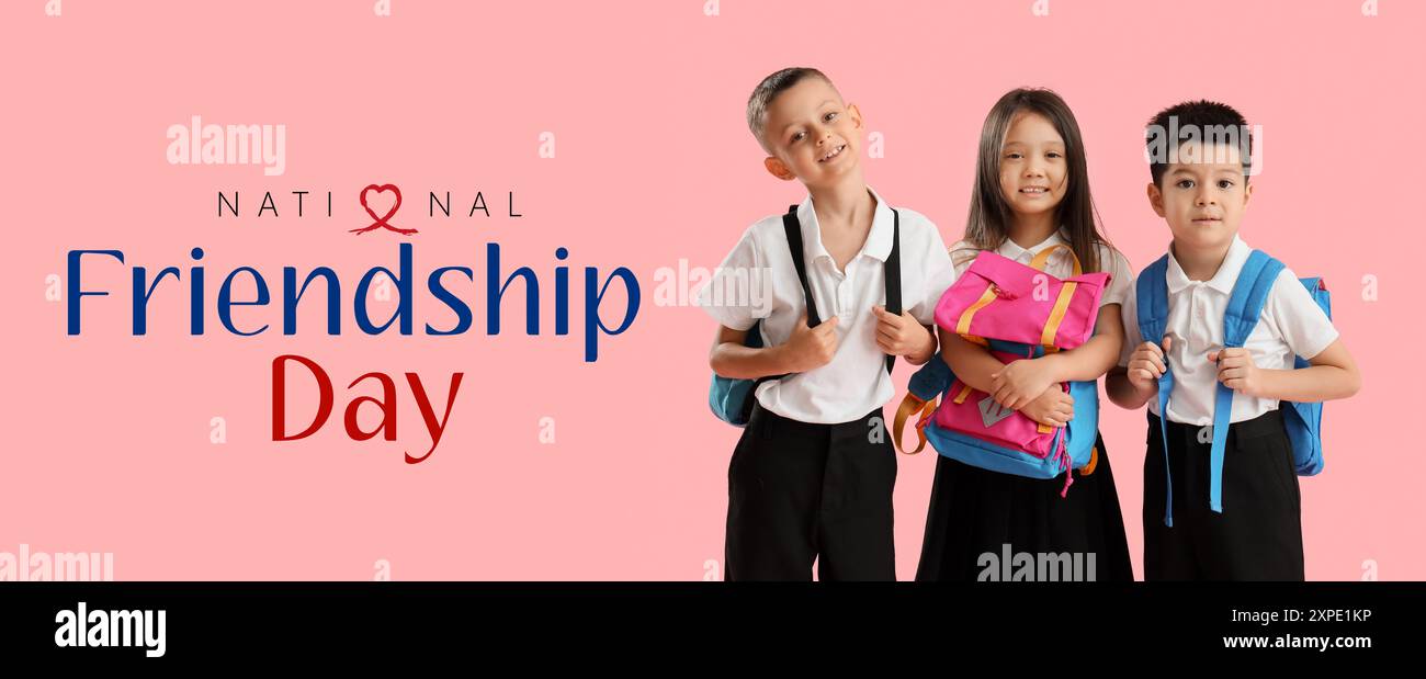 Banner for Happy Friendship Day with little school children Stock Photo ...