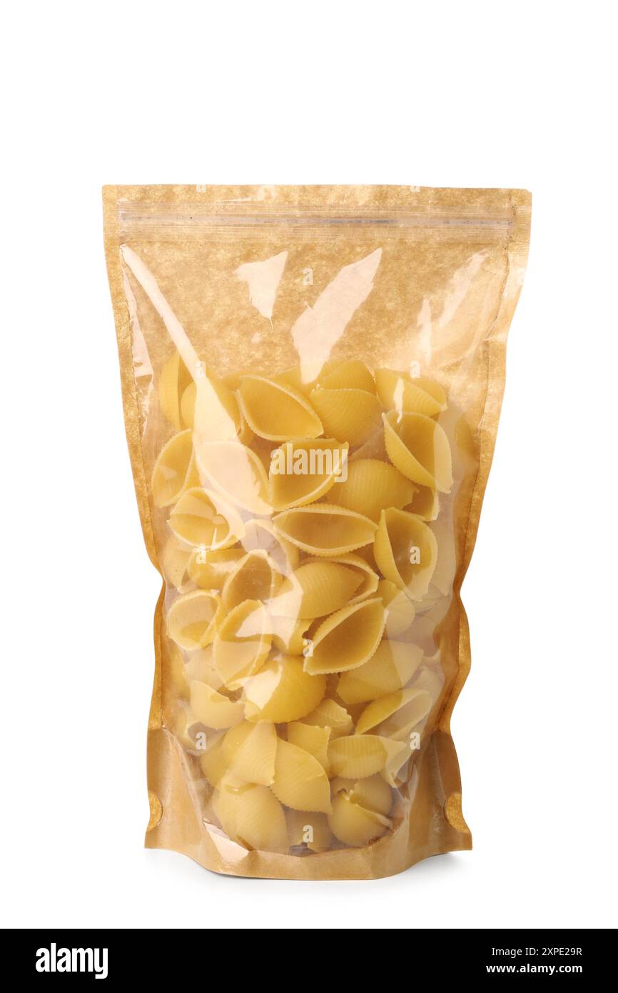 Package of raw conchiglie pasta isolated on white background Stock ...