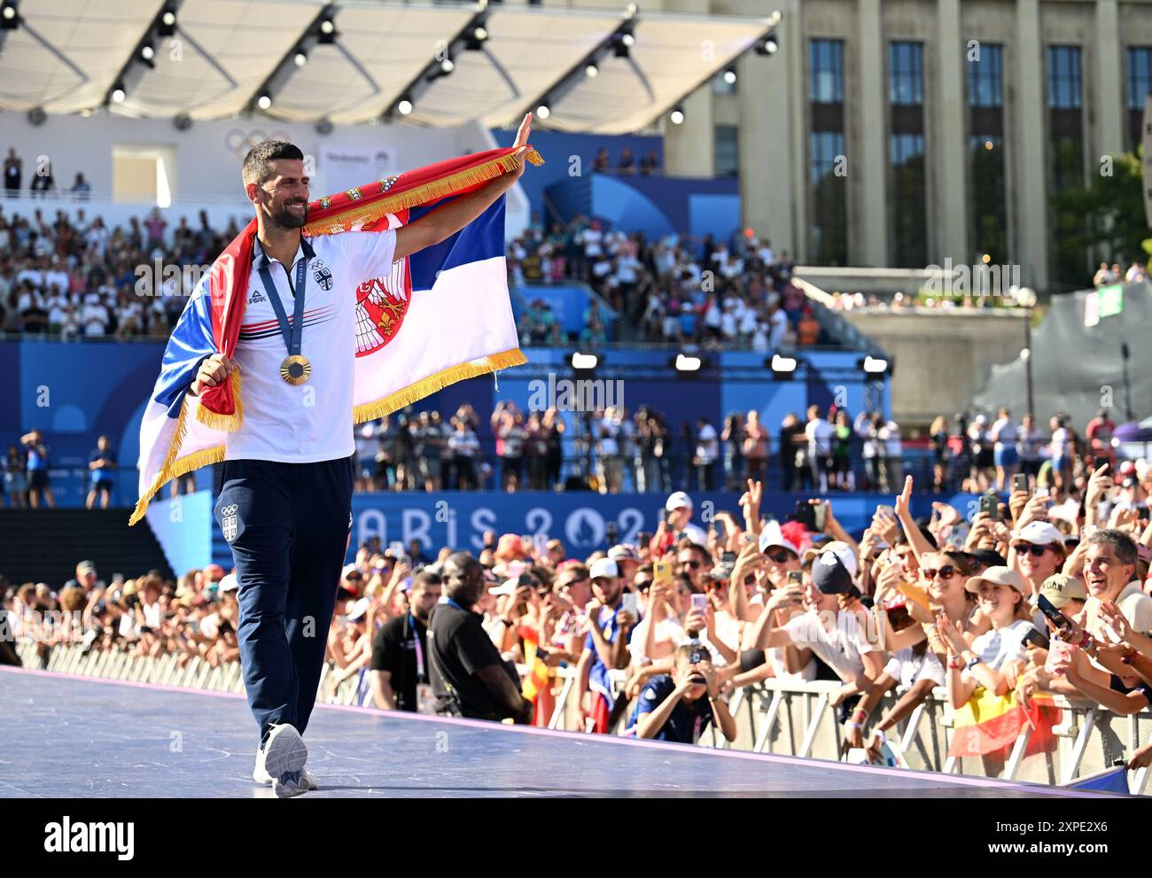 Paris, France. 5th Aug, 2024. Serbian tennis super star Novak Djokovic ...