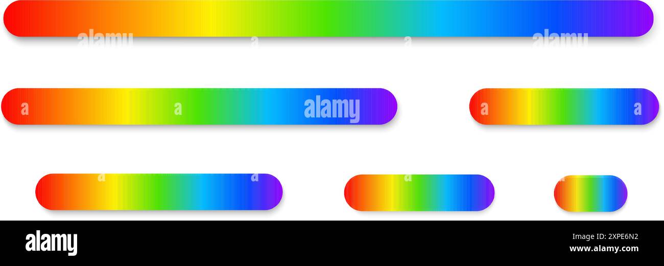 Set of buttons with light spectrum print. Different lengths lines with ...