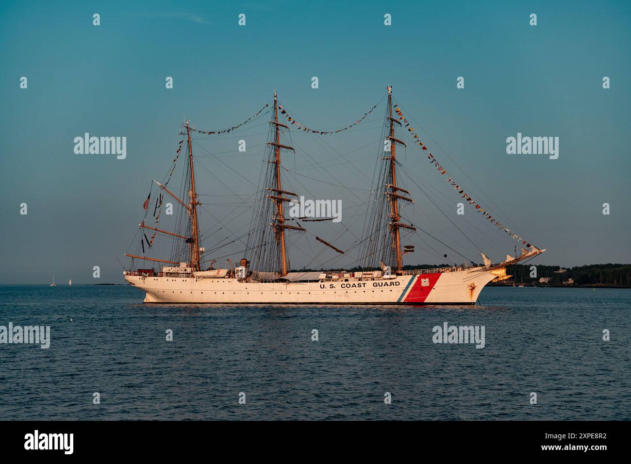 U.S. Coast Guard Cutter Eagle (WIX 327) sits at anchor in Rockland ...