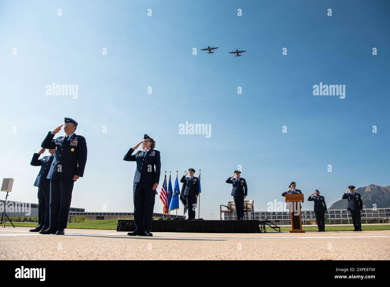 U.S. AIR FORCE ACADEMY, Colo. -- MC-130 Commando aircraft fly over the ...