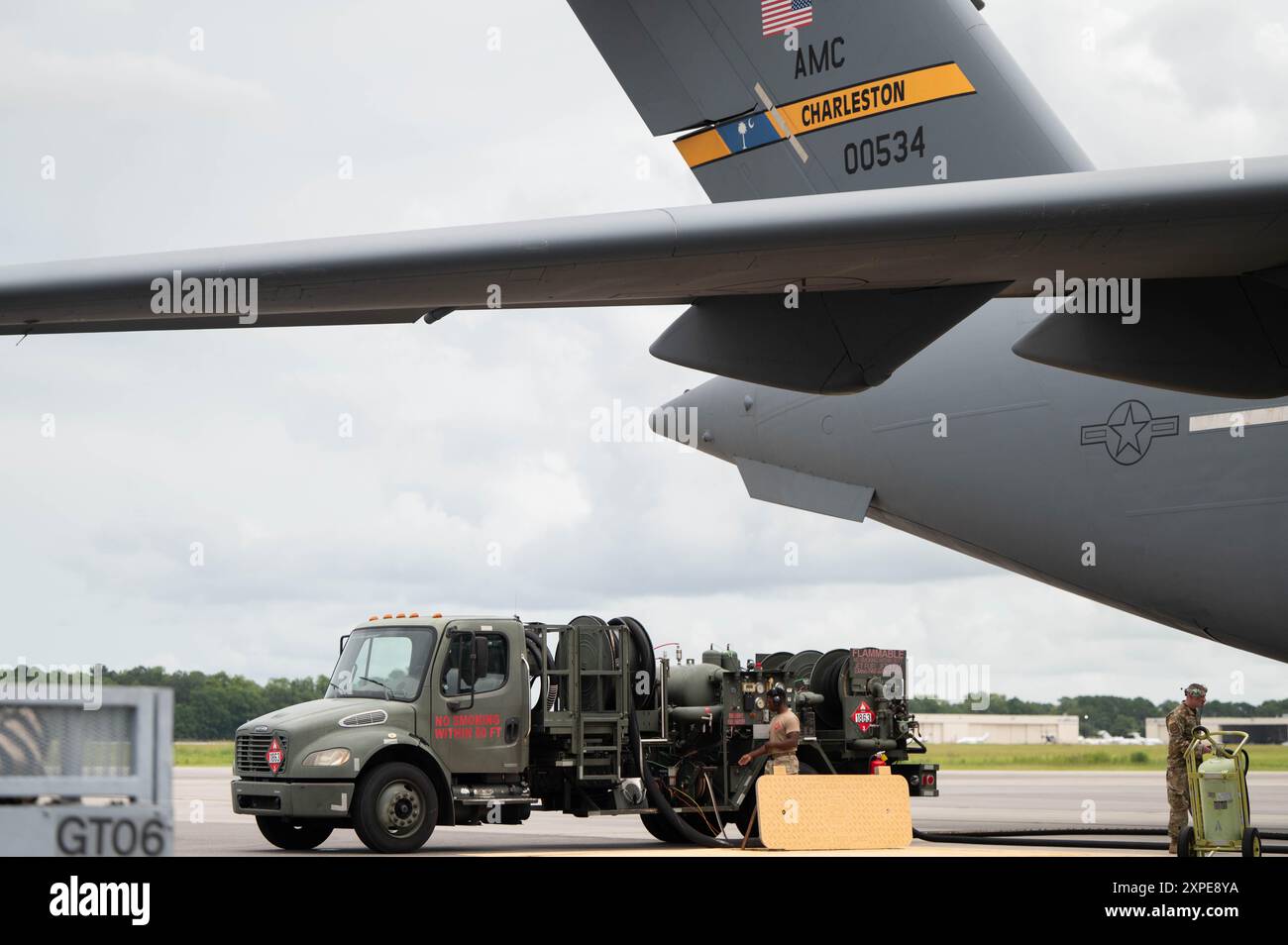 U.S. Air Force Airman 1st Class Jeremy Brown, 628th Logistics Readiness Squadron fuel supply ...