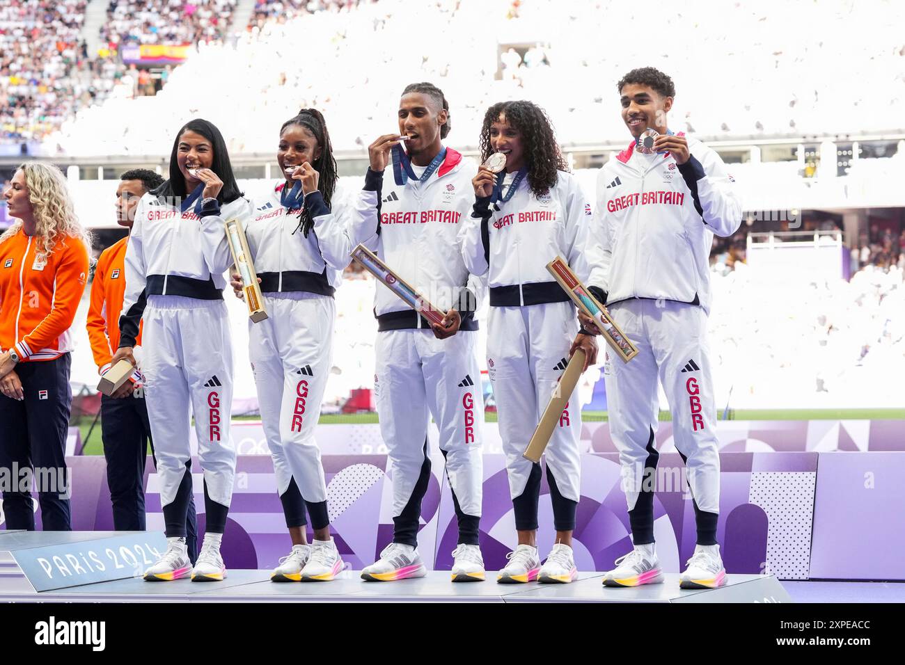 Bronze medallists Laviai Nielsen of Great Britain, Amber Anning of ...