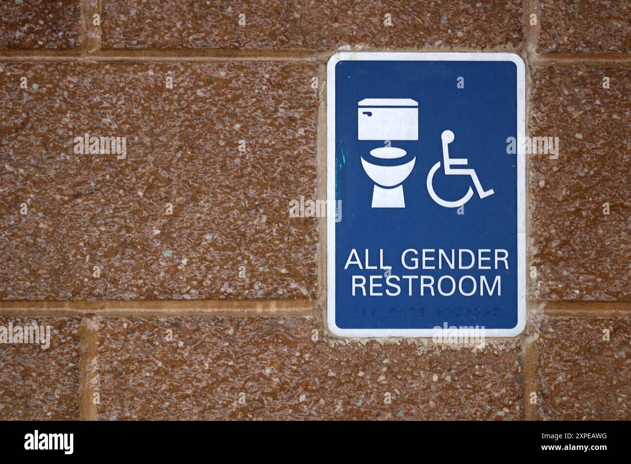 all gender restroom sign blue and white Stock Photo - Alamy