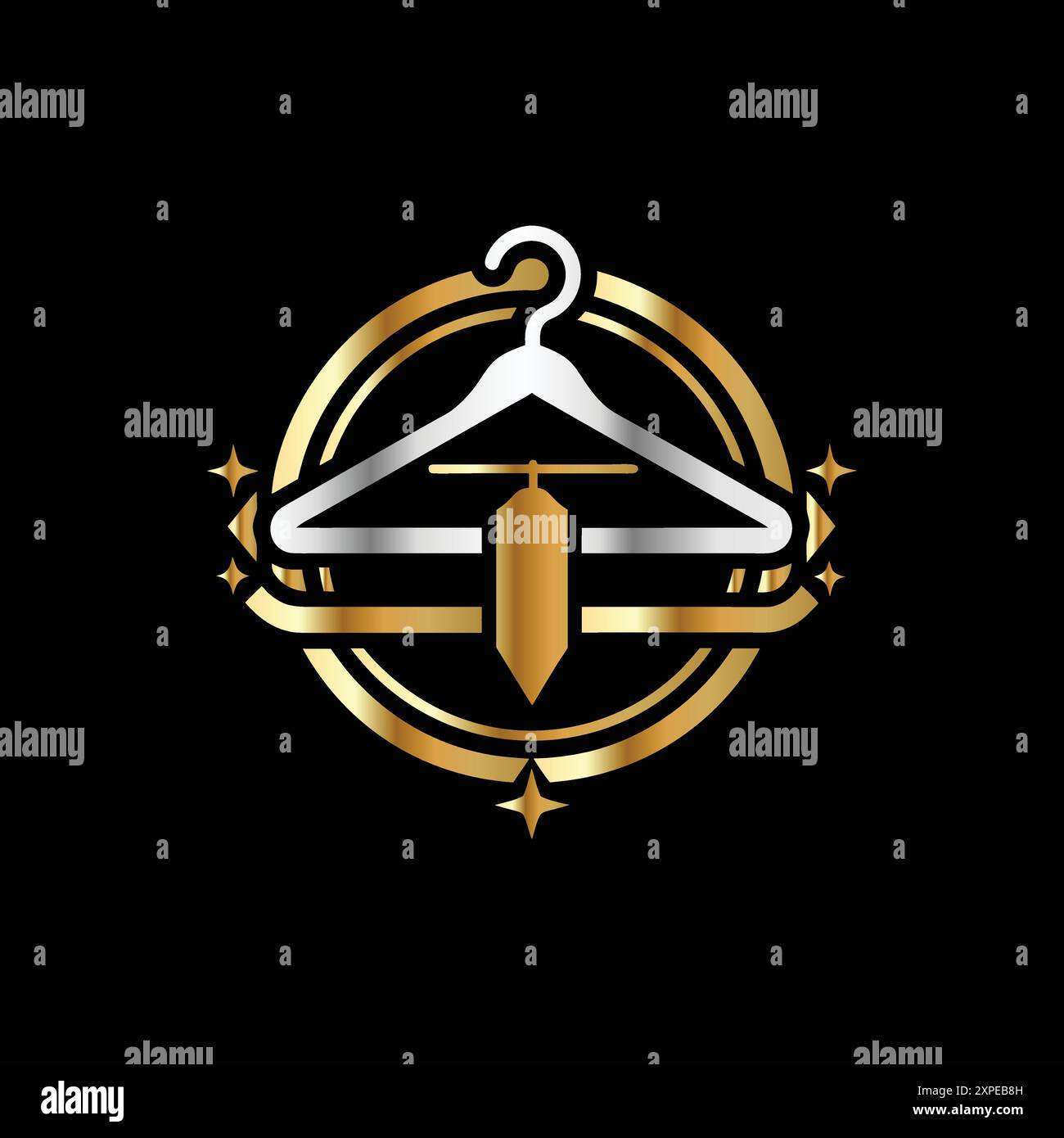 Tuxedo logo design template. Elegant golden suit on a black background ...