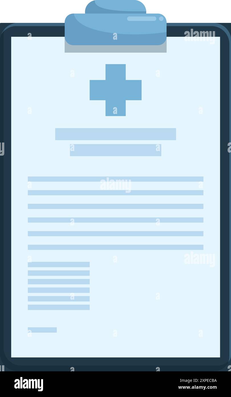 Medical clipboard is showing health information, with a blue cross ...