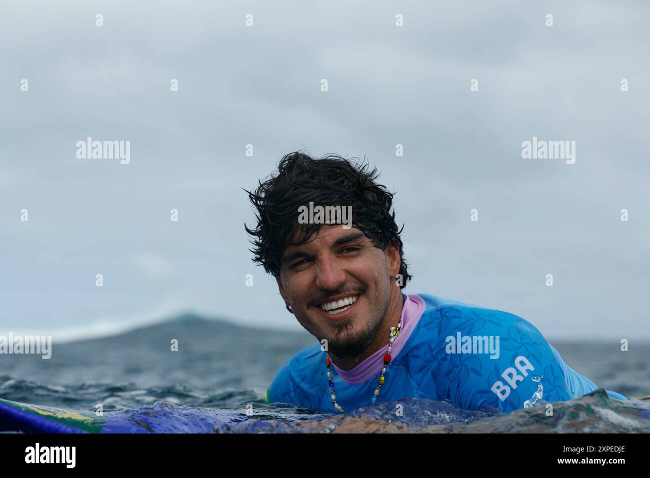 Brazil's Gabriel Medina reacts after getting the bronze in the bronze ...