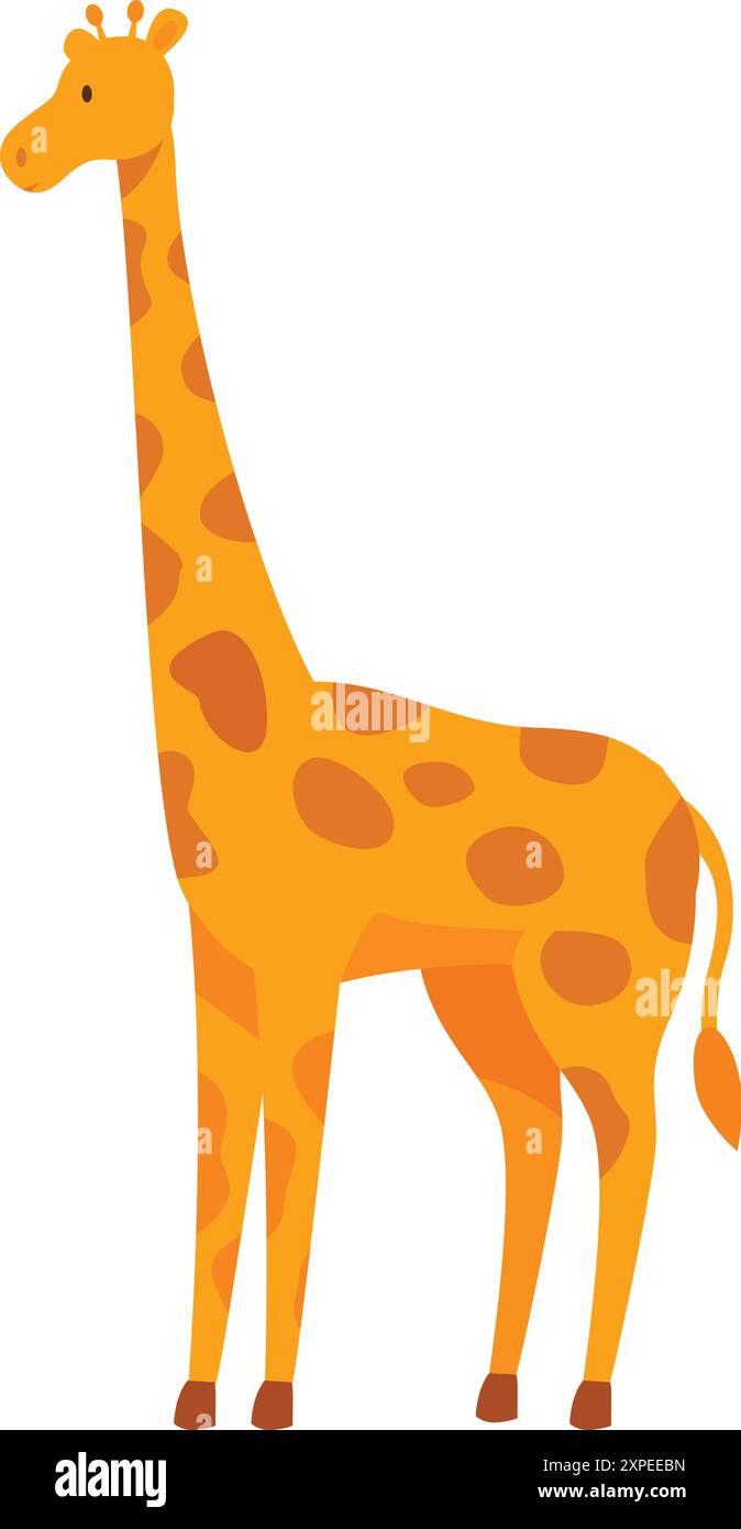 Cartoon giraffe standing with its long neck and spots Stock Vector ...