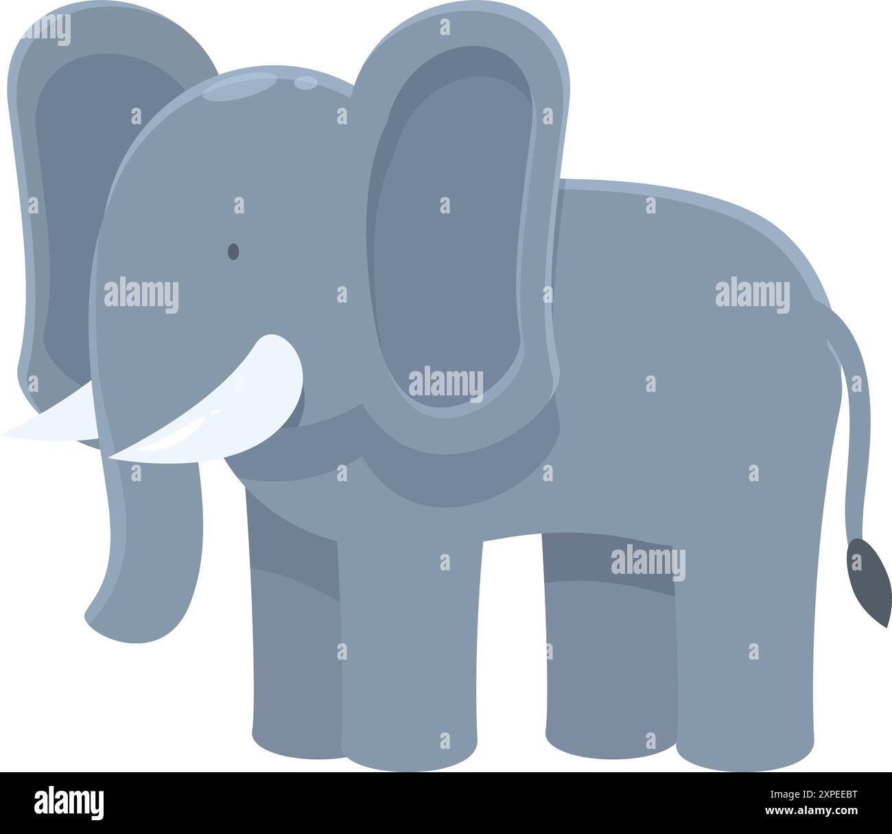 Cute grey elephant standing still looking forward with big ears and ...