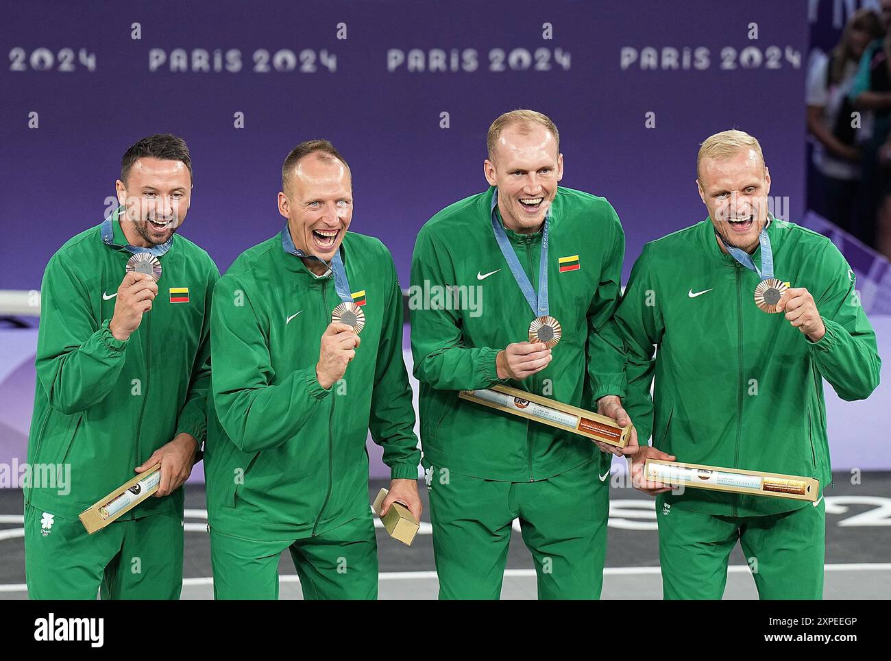 Paris, France. 5th Aug, 2024. Bronze medalists team Lithuania attend ...