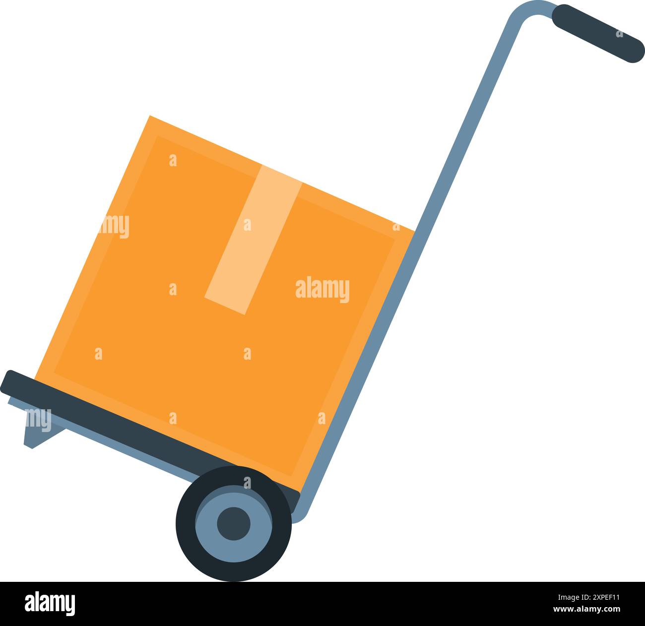 Delivery service is transporting a big cardboard box on a trolley Stock ...