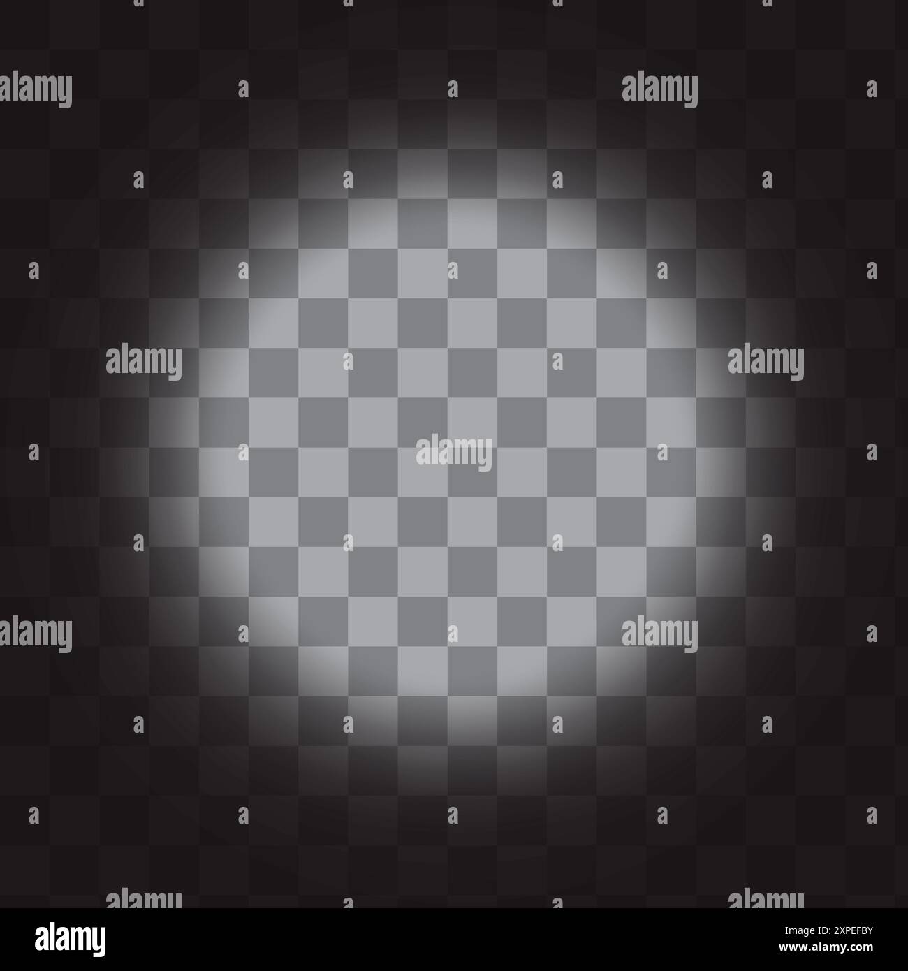 Transparent light effect. Glowing white spotlight. Checkerboard ...