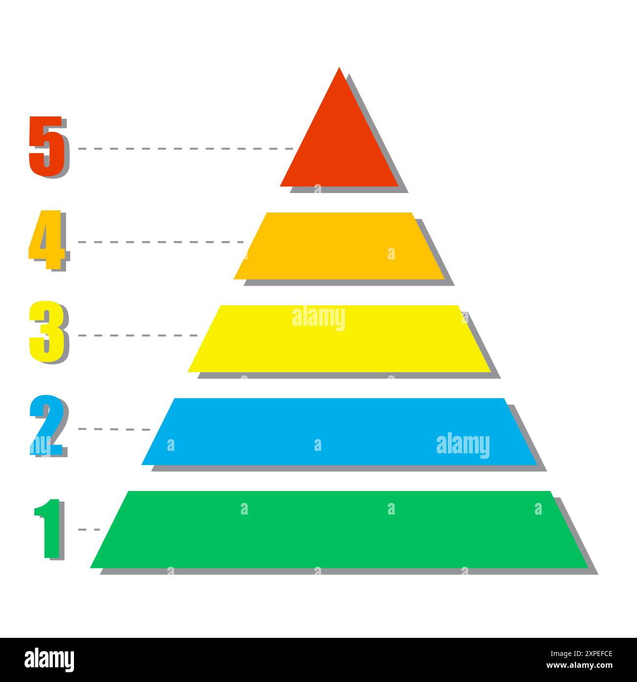 Colorful pyramid chart. Five numbered layers. Hierarchical structure illustration. Vector design ...