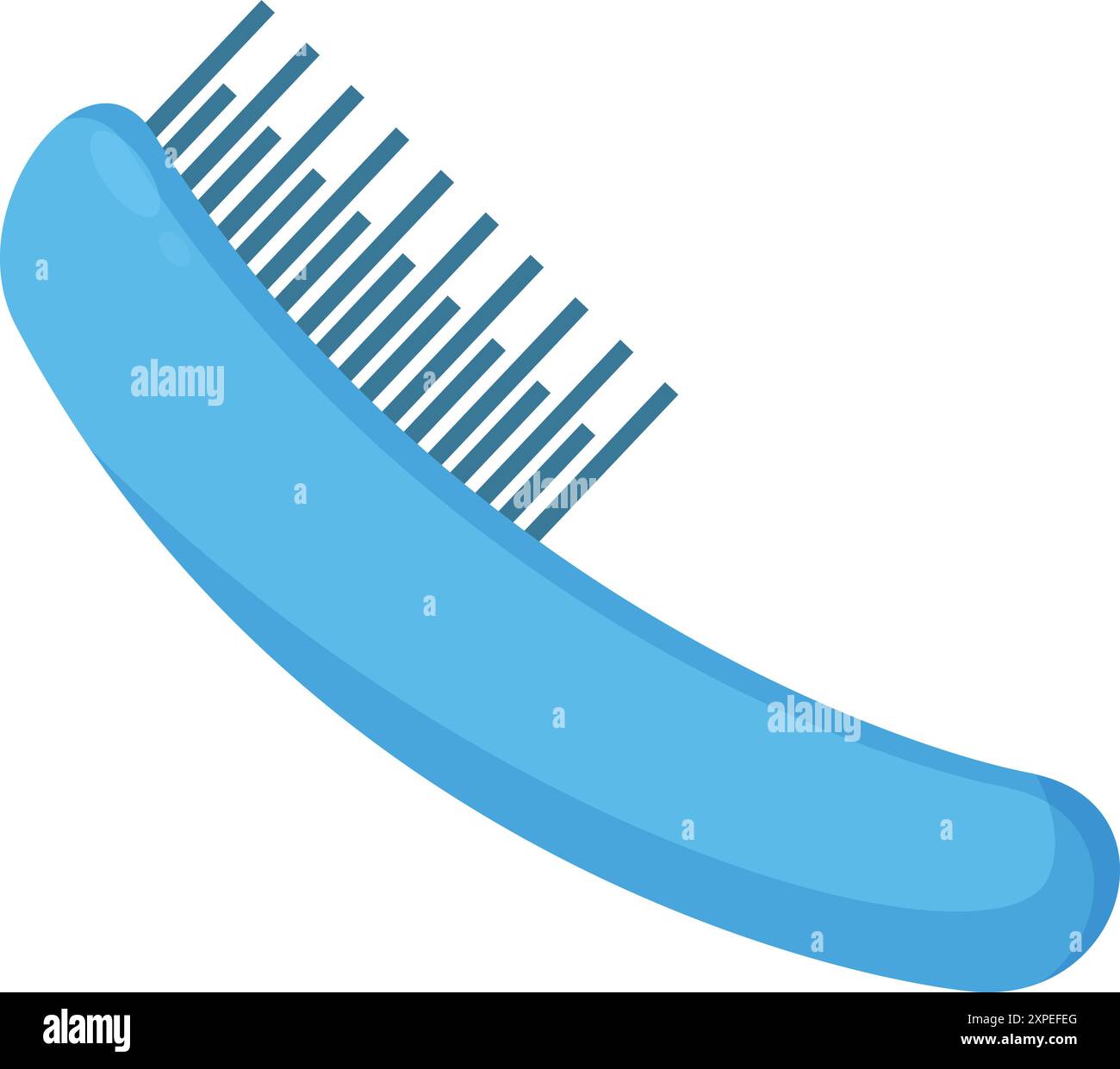 Blue hairbrush lying on white background, simple vector illustration for hairdressing salons and ...