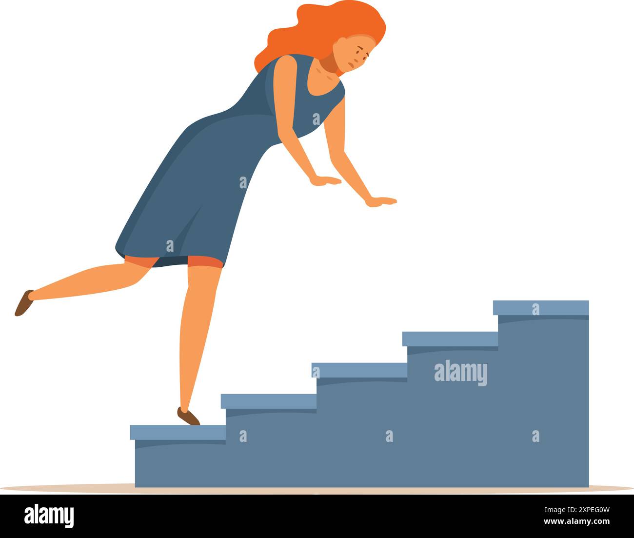 Business concept illustration with businesswoman falling down stairs ...