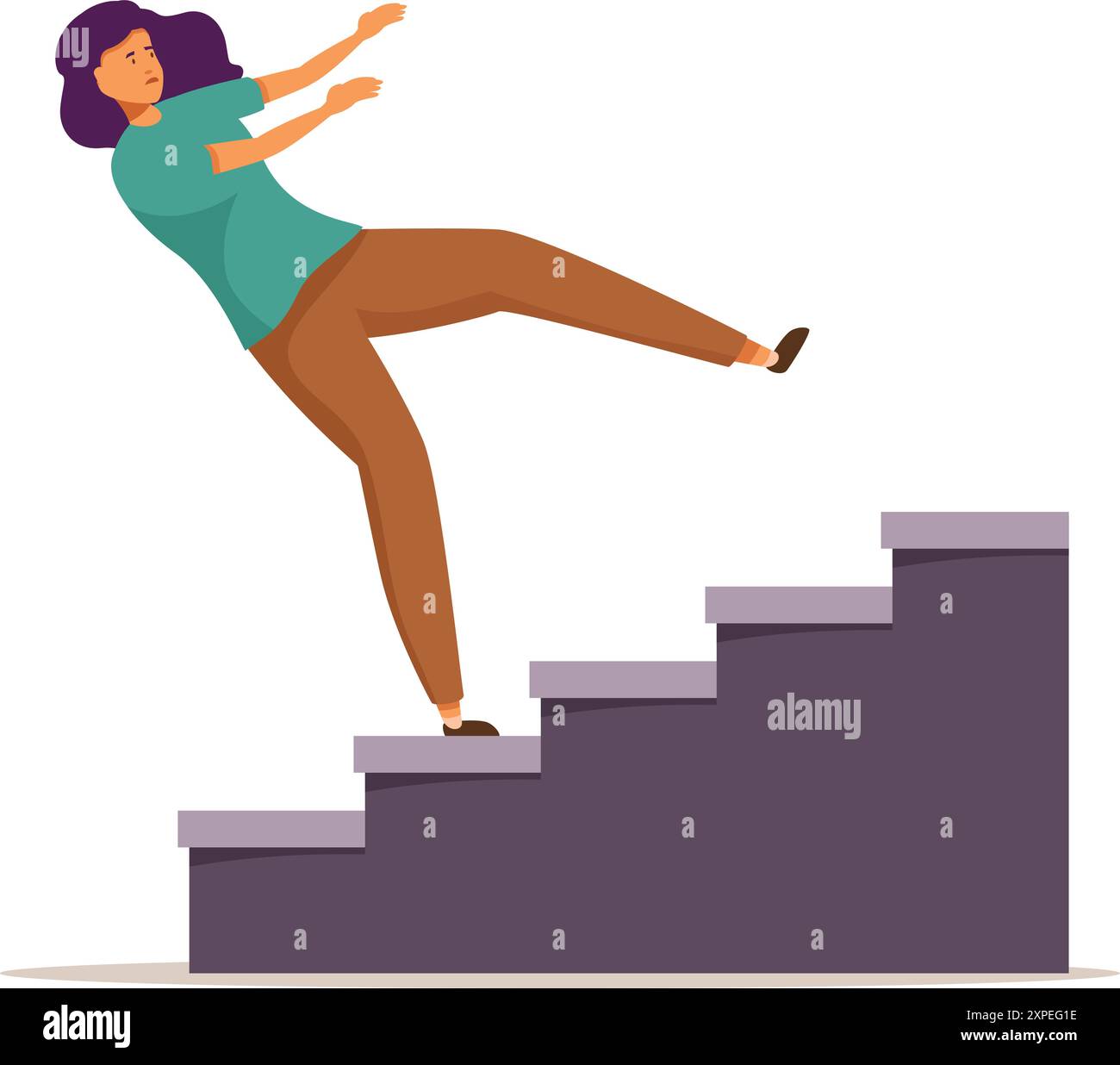 Young woman is falling down the stairs after slipping Stock Vector ...