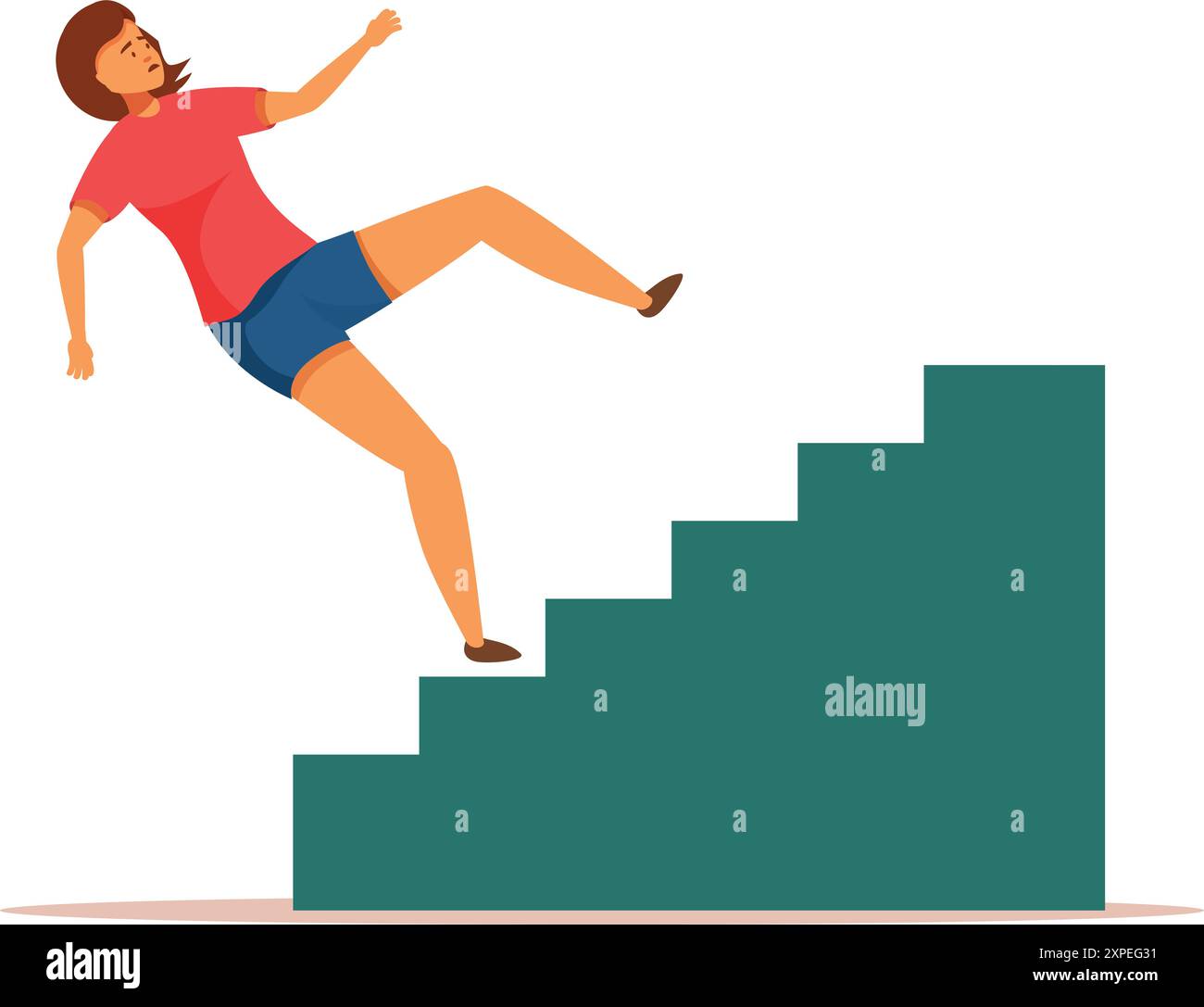 Woman is falling down the stairs after missing a step Stock Vector ...