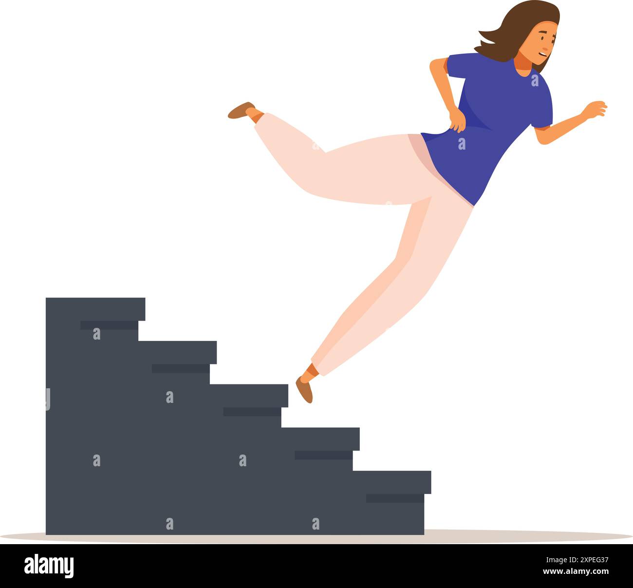 Young woman is falling down the stairs after tripping Stock Vector ...