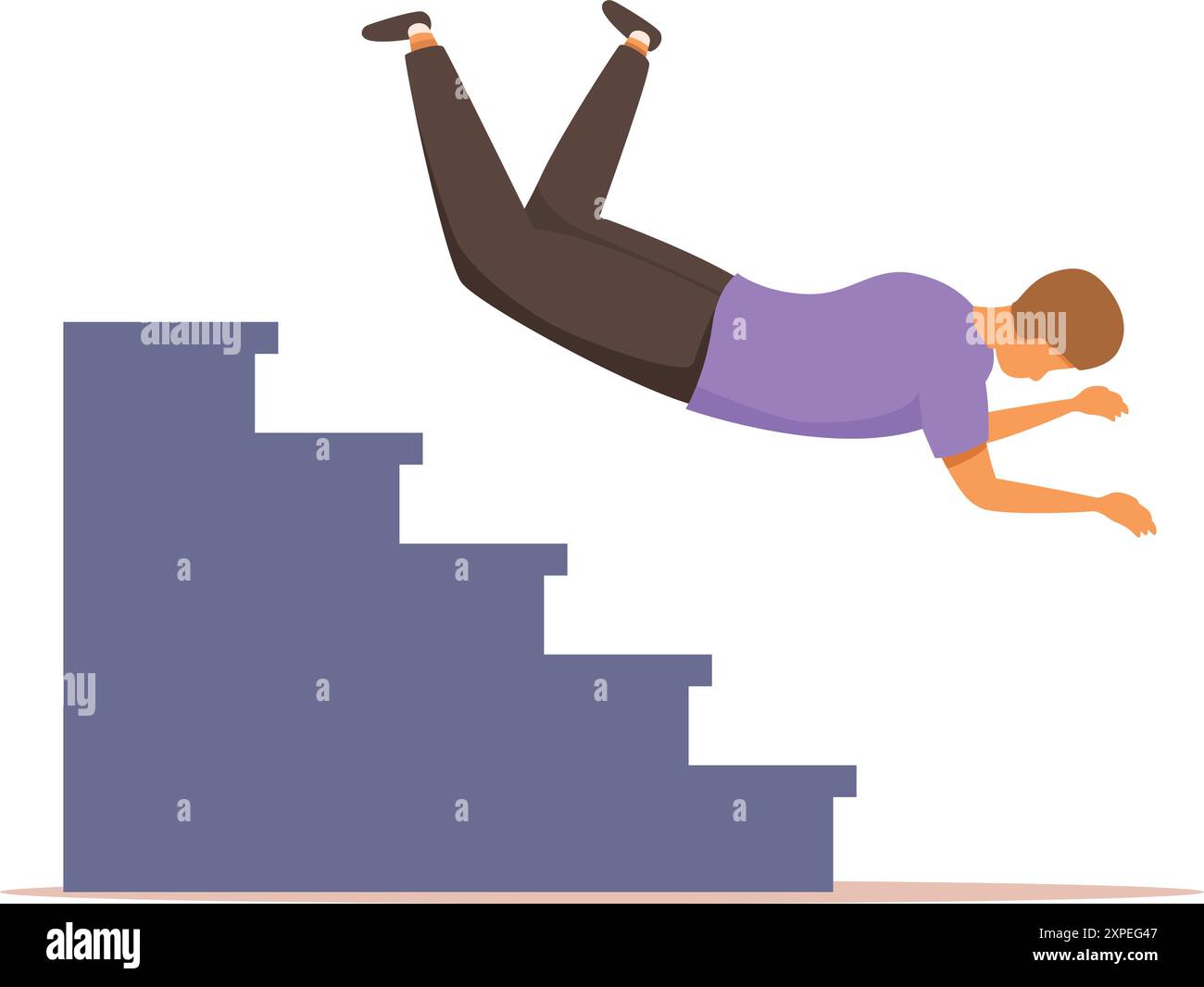 Young man falling down stairs accident concept Stock Vector Image & Art ...