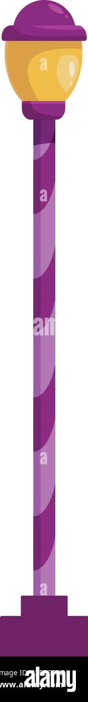 Cartoon style purple and yellow street lamp standing tall and ...