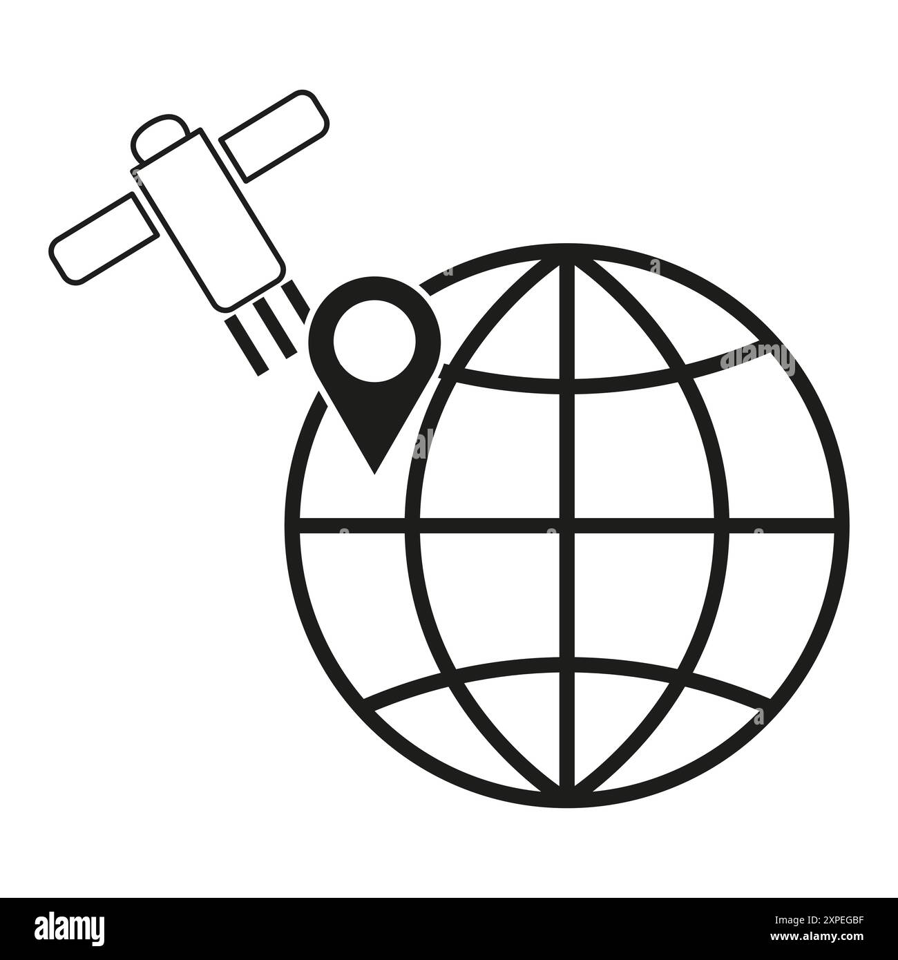 Satellite location icon. Global positioning system. Black vector illustration. Simple design ...