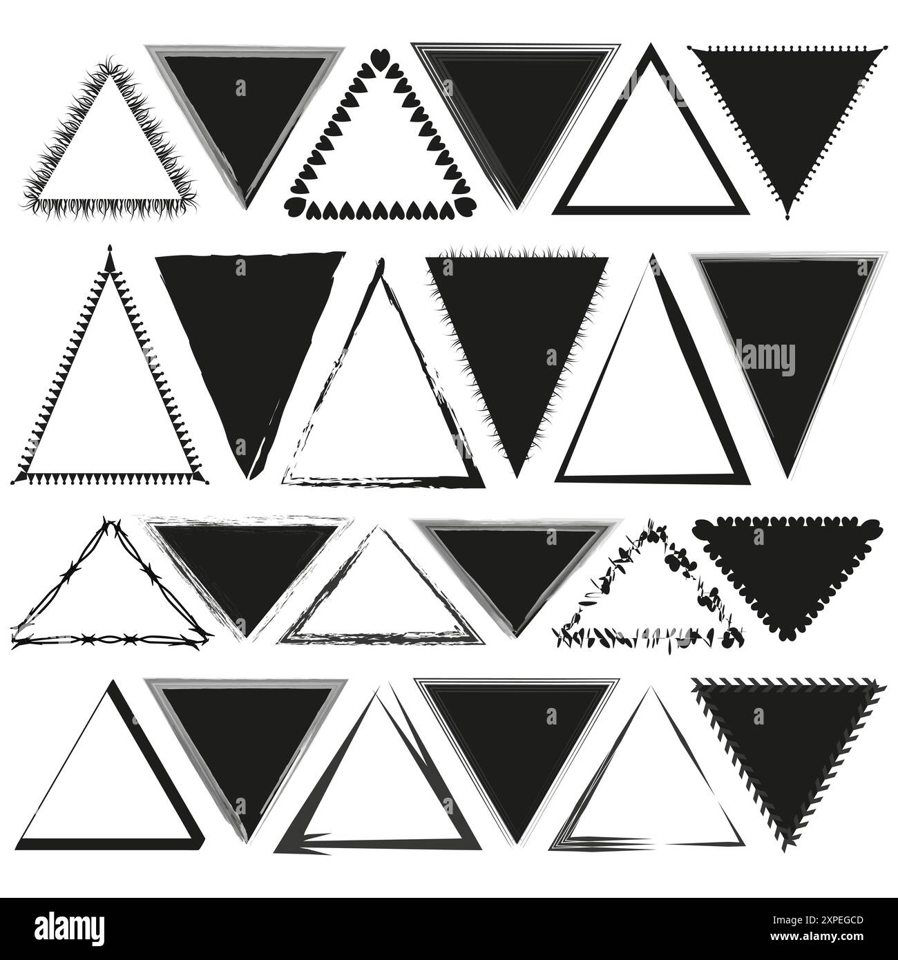 Abstract triangle designs. Various styles and textures. Black and white ...