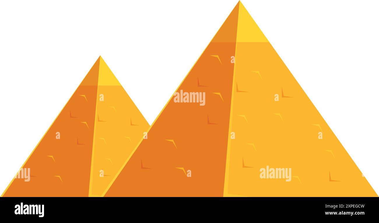 Two egyptian pyramids standing on a sand dune in giza desert landscape ...