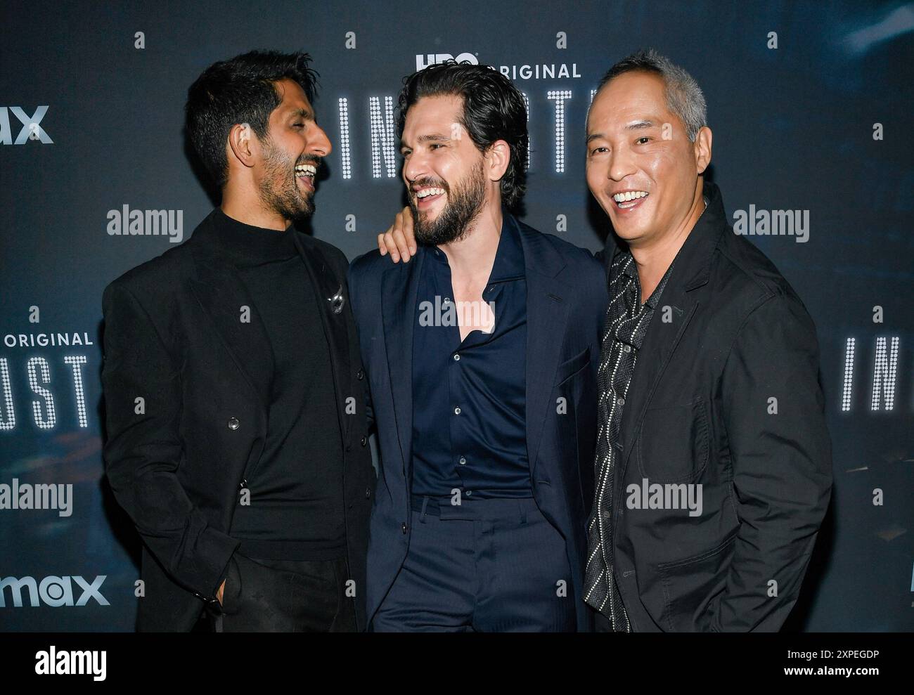 Sagar Radia, left, Kit Harington and Ken Leung attend the "Industry ...